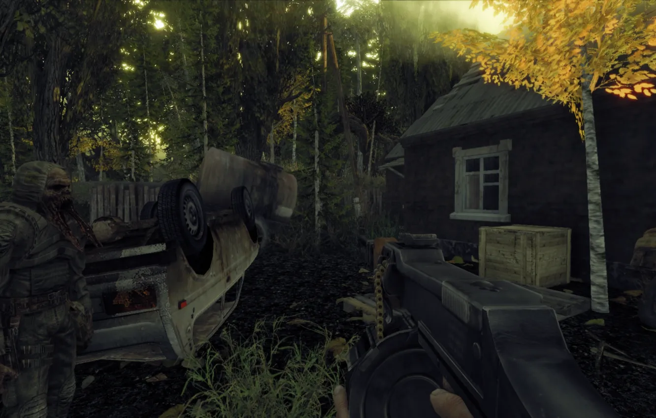 Wallpaper forest, house, machine gun, Online, CryZone for mobile and ...