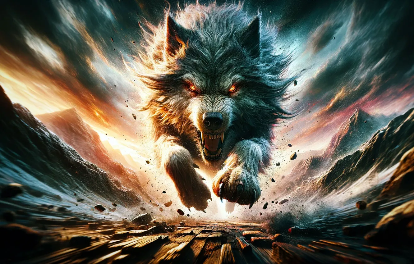 Wallpaper speed, wolf, action for mobile and desktop, section ии арт ...