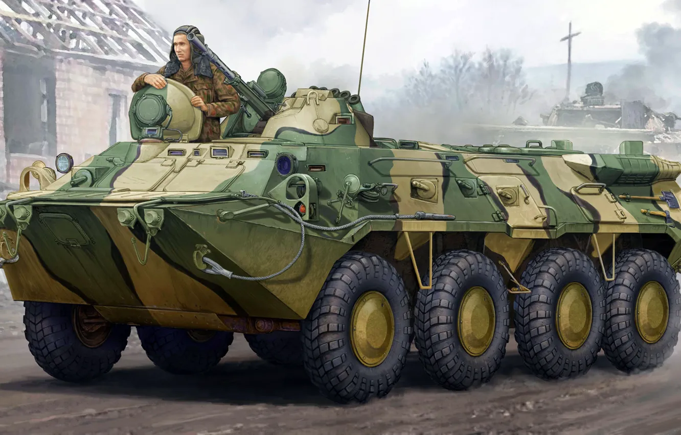 Wallpaper figure, art, BTR-80, Soviet armoured personnel carrier, KPVT ...