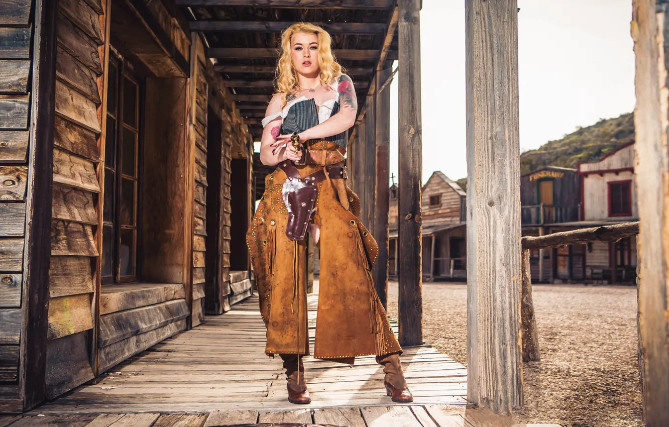 Wallpaper pistol, western, blonde, revolver, boots, Pornstar, Misha ...