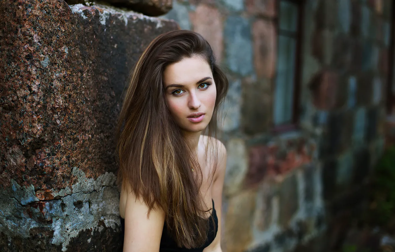 Wallpaper girl, face, pose, photo, model, hair, the building, makeup ...