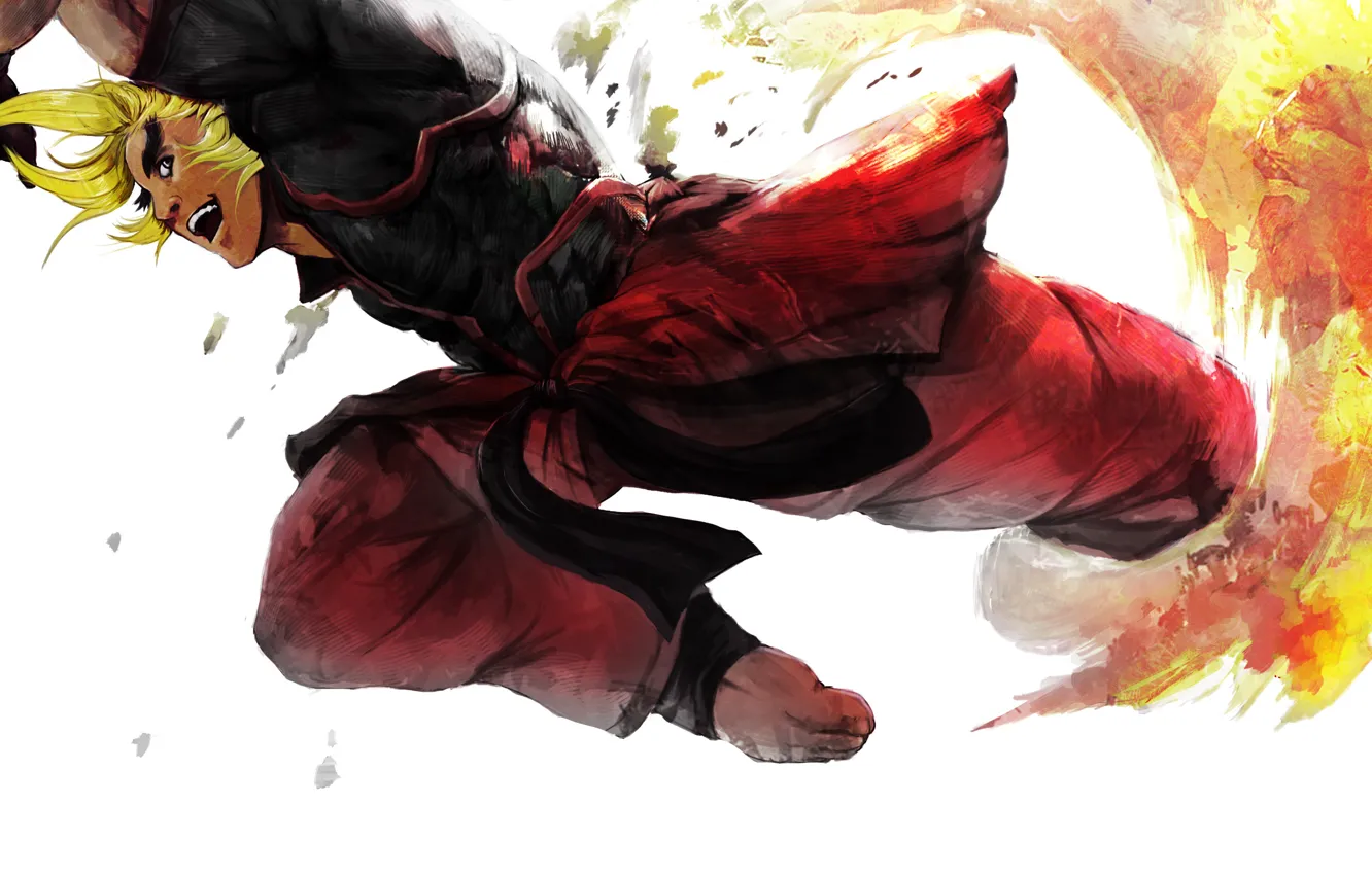 Wallpaper art, guy, fighter, blonde, street fighter, capcom, ken ...