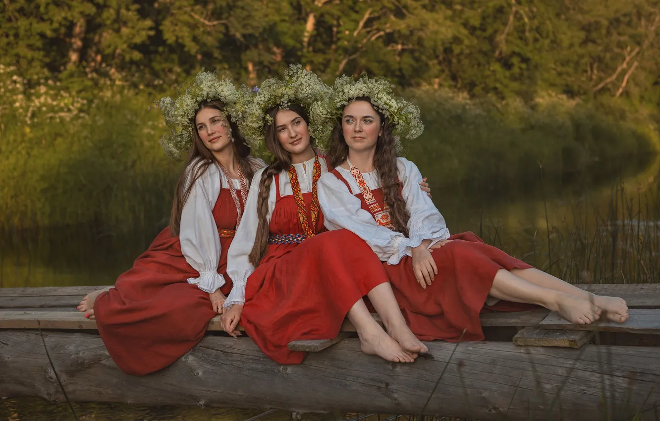 Wallpaper girls, cute, fancy, costumes, Russian folk for mobile and ...