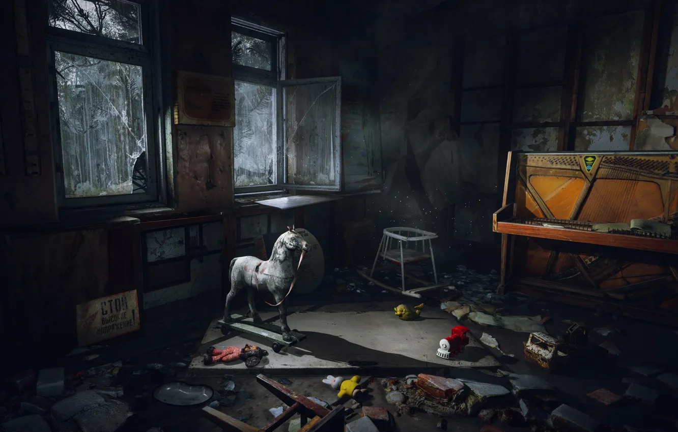 Wallpaper toy, the game, window, Chernobyl, game, piano, Chernobylite ...