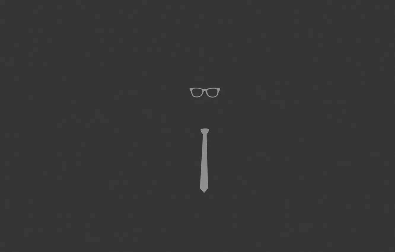 Wallpaper style, grey, background, black, glasses, tie, grey background ...