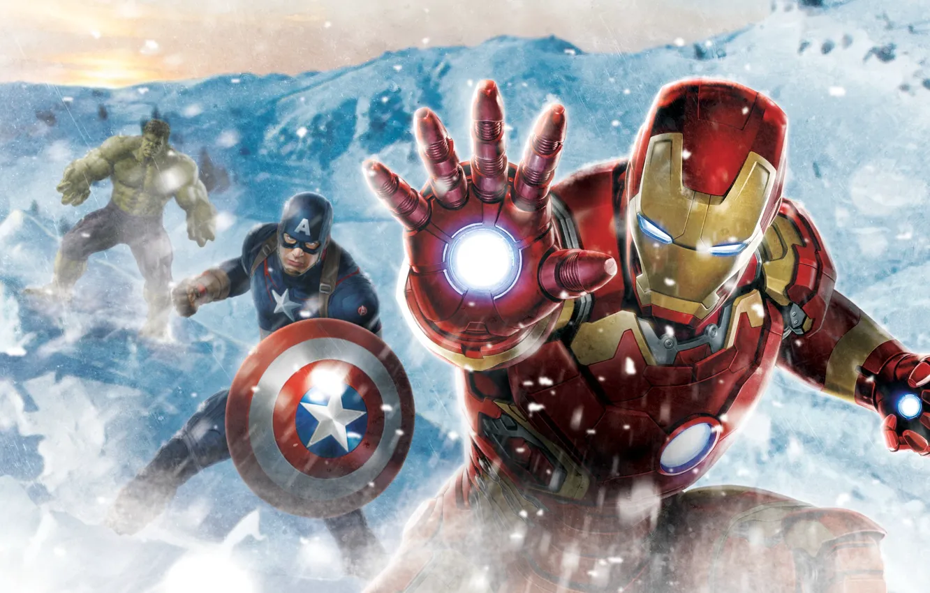 Wallpaper cold, snow, Hulk, iron man, captain America, the Avengers ...