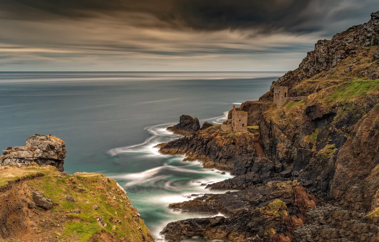 Wallpaper England, Sea, Cornwall, Seascape, Botallack, Old Tin Mine for ...