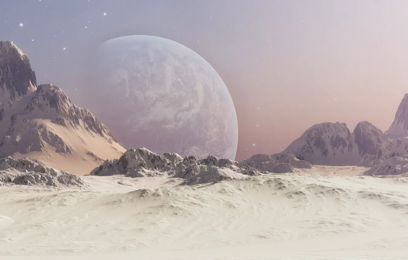 Wallpaper the sky, stars, snow, mountains, planet for mobile and ...