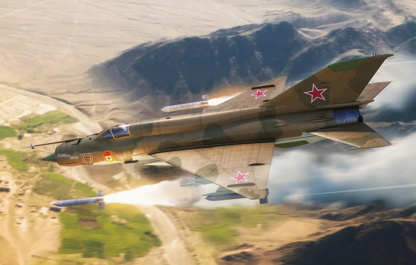 Wallpaper THE SOVIET AIR FORCE, MiG-21bis, frontline fighter, Adam Tooby, MiG-21bis for mobile ...