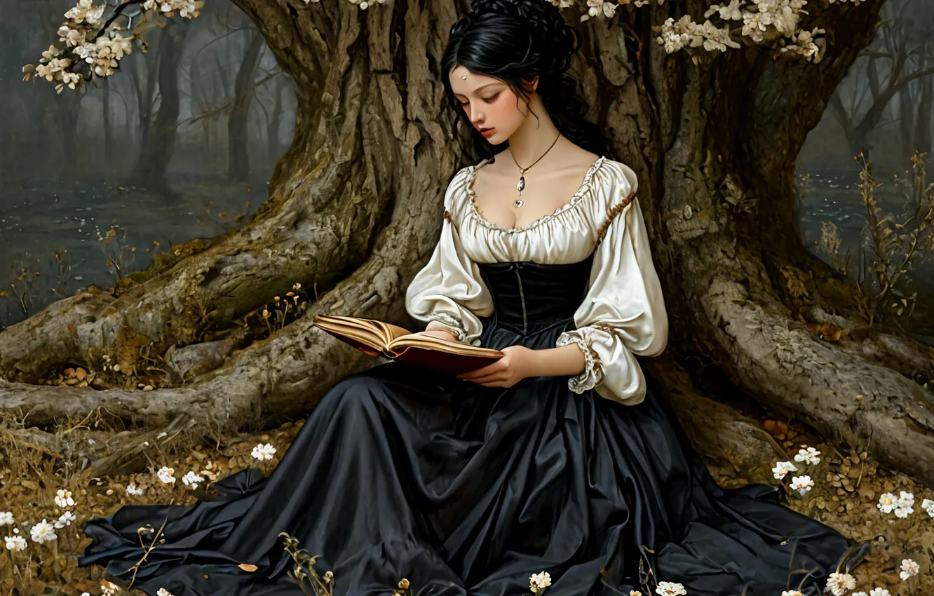 Wallpaper girl, woman, picture, painting, 18th century, 19th century ...