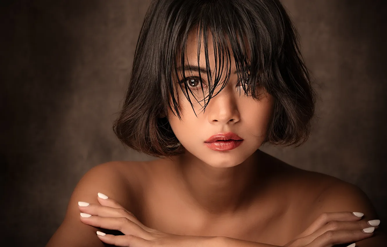 Wallpaper look, girl, face, pose, portrait, Asian for mobile and ...