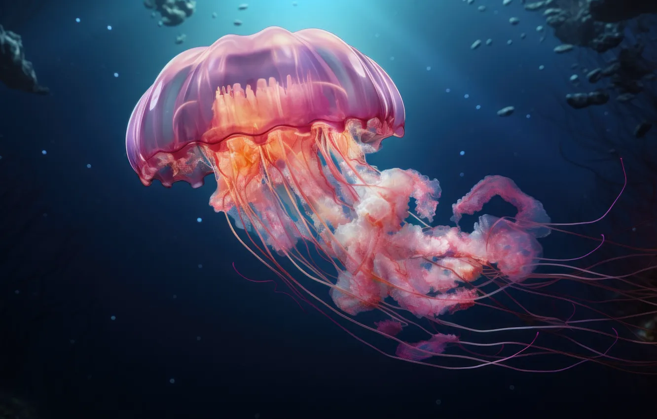 Wallpaper sea, Medusa, underwater world, AI art, neural network for ...