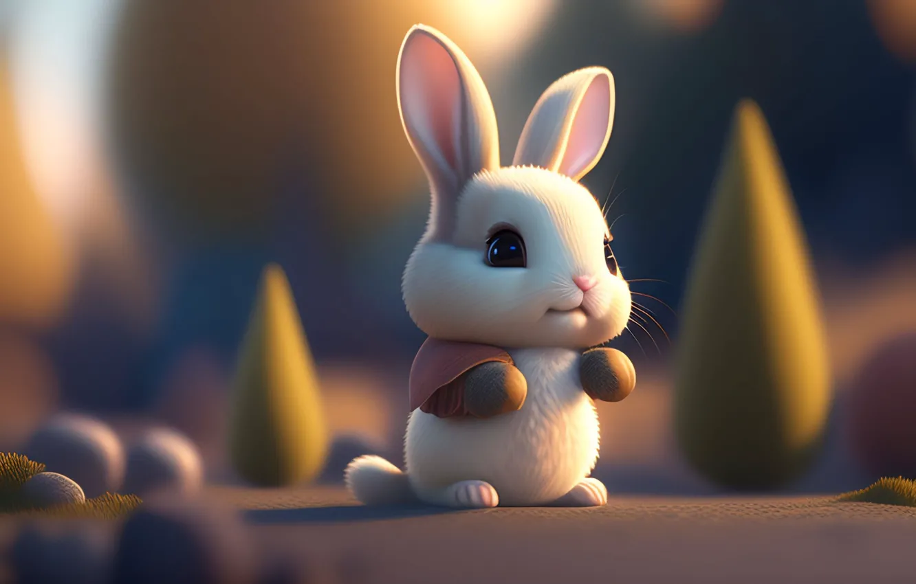 Wallpaper white, rabbit, rabbit, neural network for mobile and desktop ...