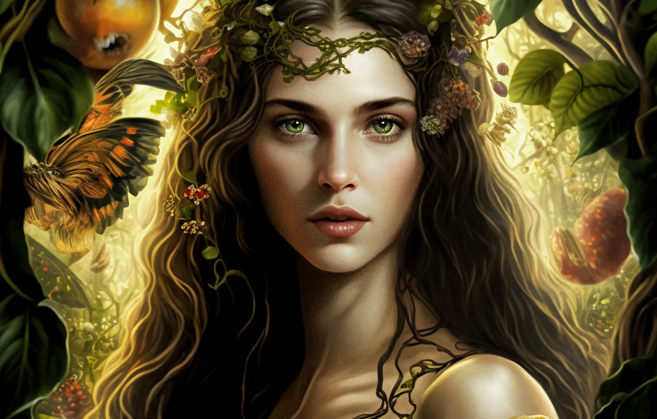 Wallpaper Look Leaves Girl Light Decoration Flowers Nature Face