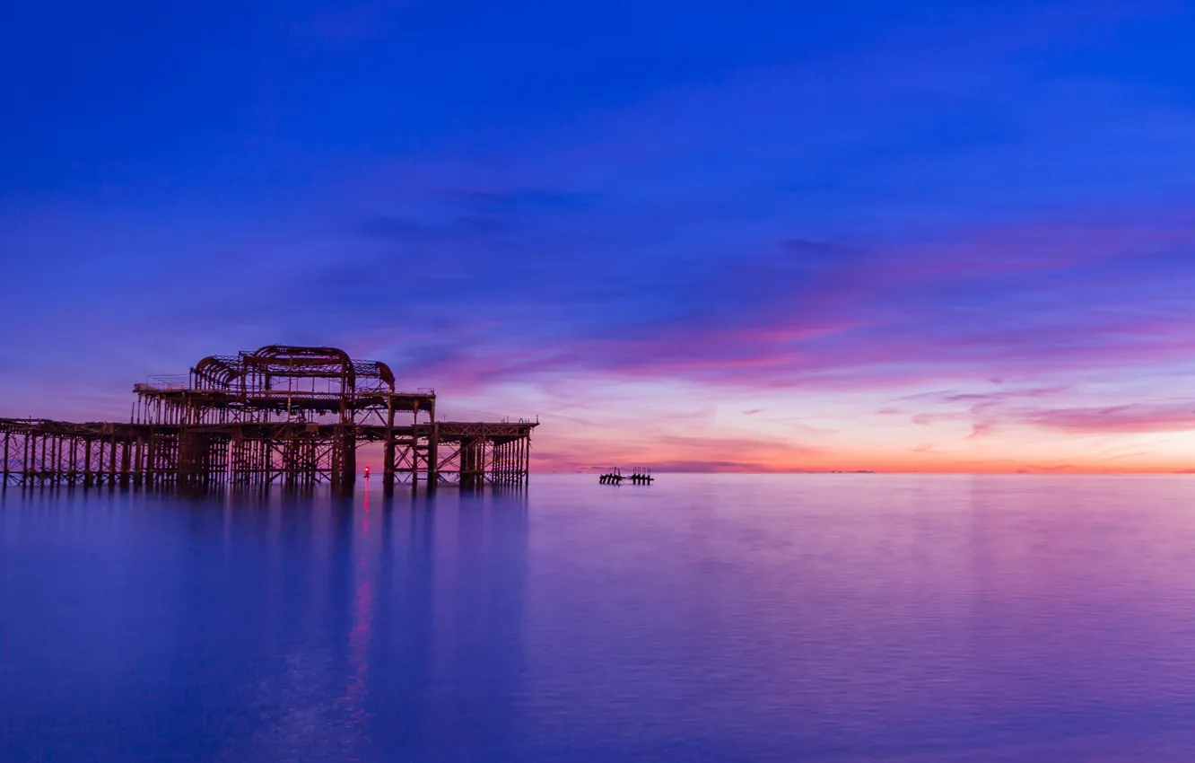 Wallpaper sea, England, glow, Brighton pier for mobile and desktop ...