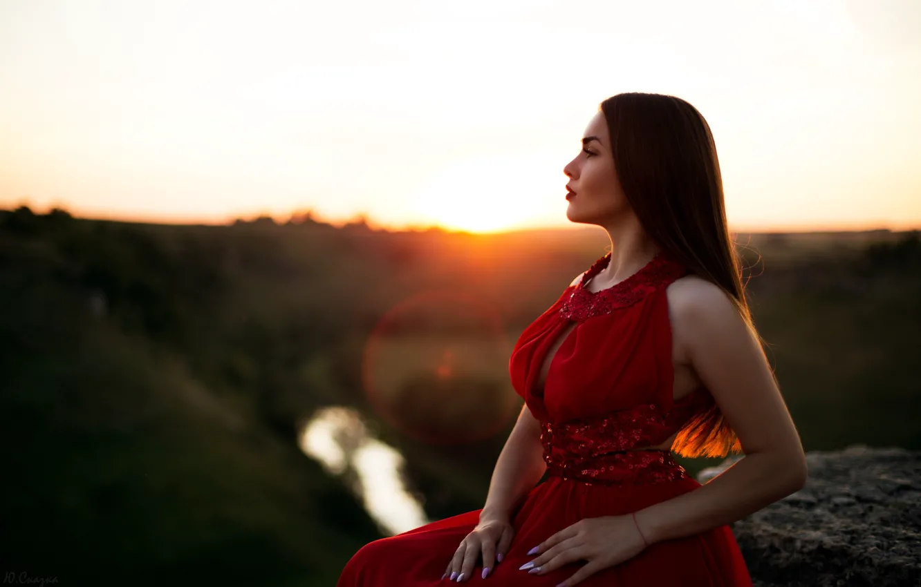 Wallpaper sunset, nature, hair, Girl, dress, Julia Tale for mobile and ...