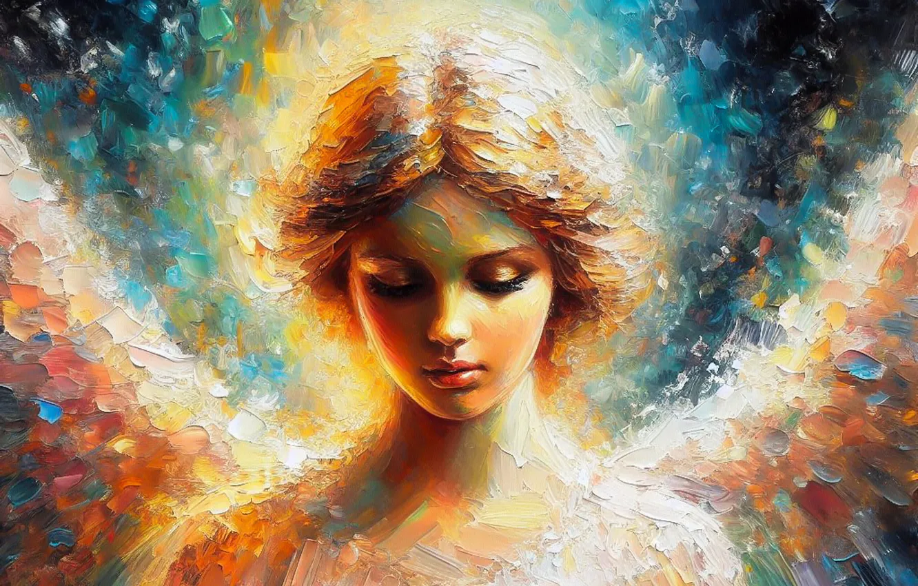 Wallpaper oil, strokes, digital painting, imitation, AI art, digital ...