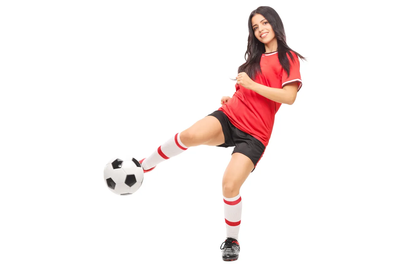 Wallpaper girl, football, cheerful, female, equipment, expression ...