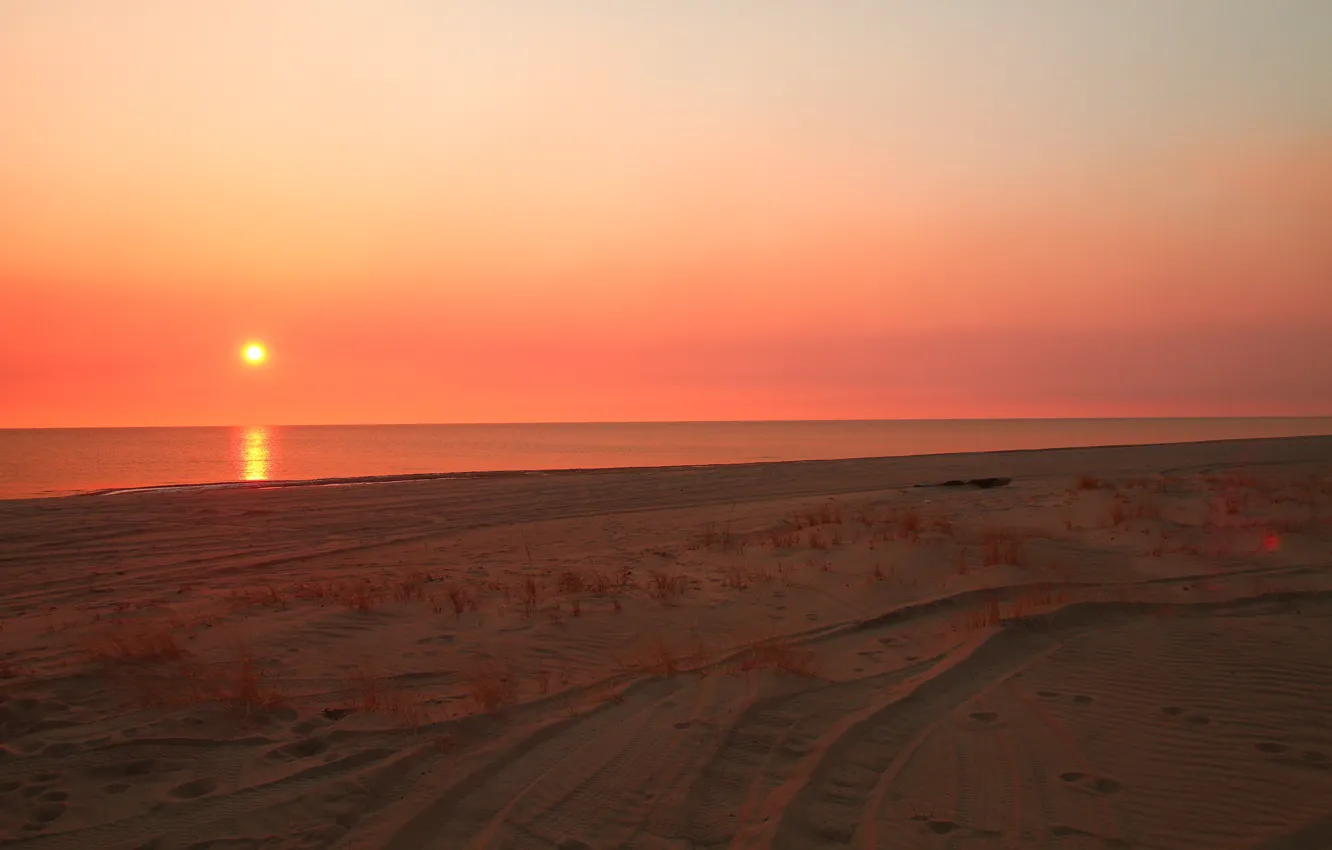 Wallpaper sand, water, sunset for mobile and desktop, section пейзажи ...