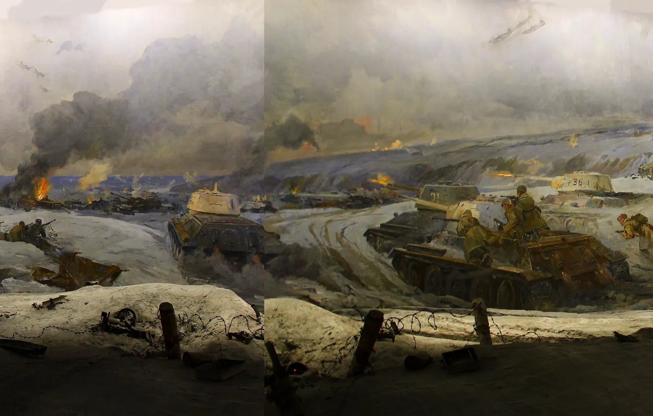 Wallpaper Winter, Snow, War, Picture, Soldiers, Russian, Tanks, The ...