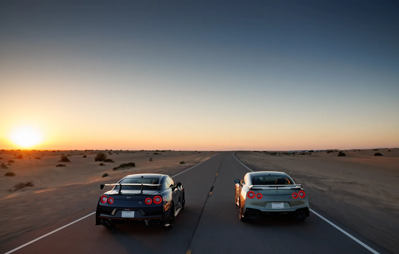 Wallpaper Nissan, GT-R, road, cars, sunset, R35, Nissan GT-R Nismo ...