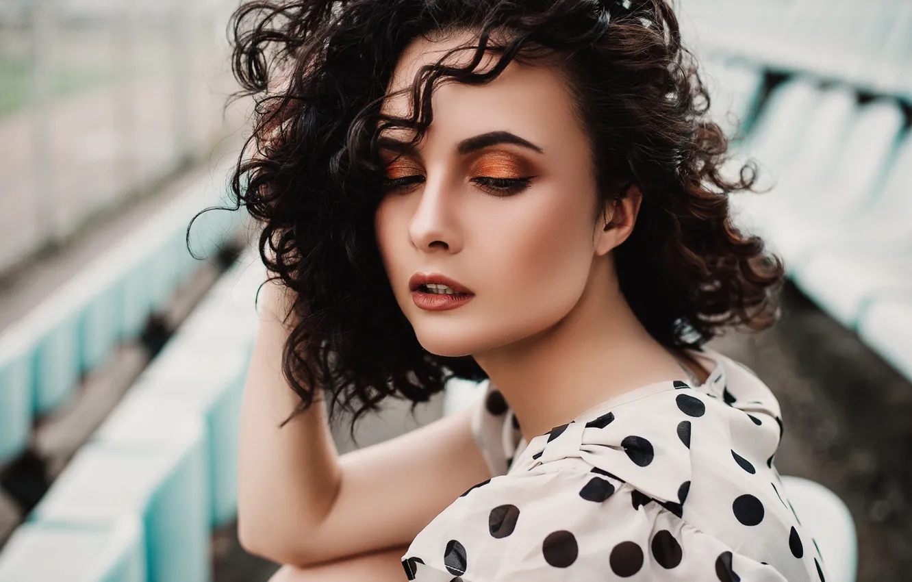 Wallpaper girl, face, makeup, curls, Yana Levchenko for mobile and ...