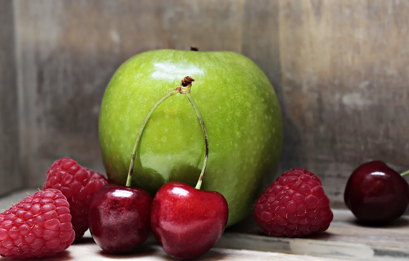 Wallpaper cherry, raspberry, apples for mobile and desktop, section еда ...