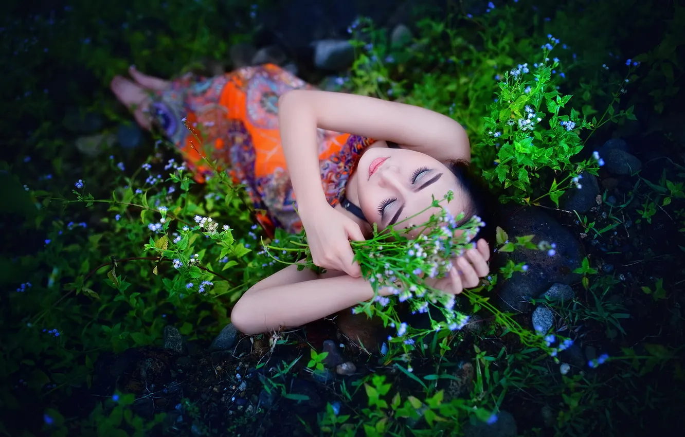 Wallpaper Summer Girl Flowers Asian For Mobile And Desktop Section