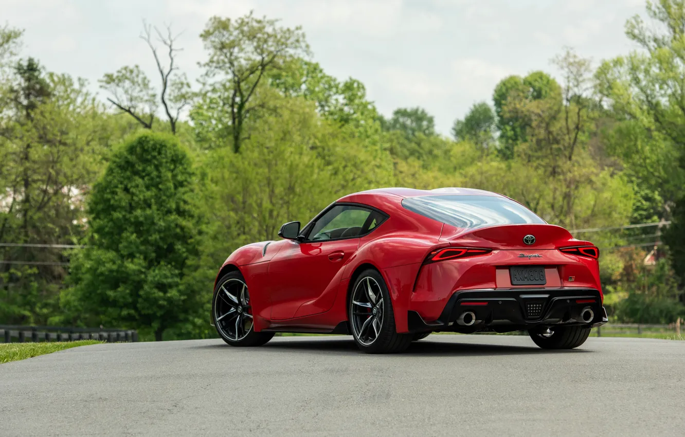 Wallpaper red, coupe, Toyota, rear view, Supra, the fifth generation ...