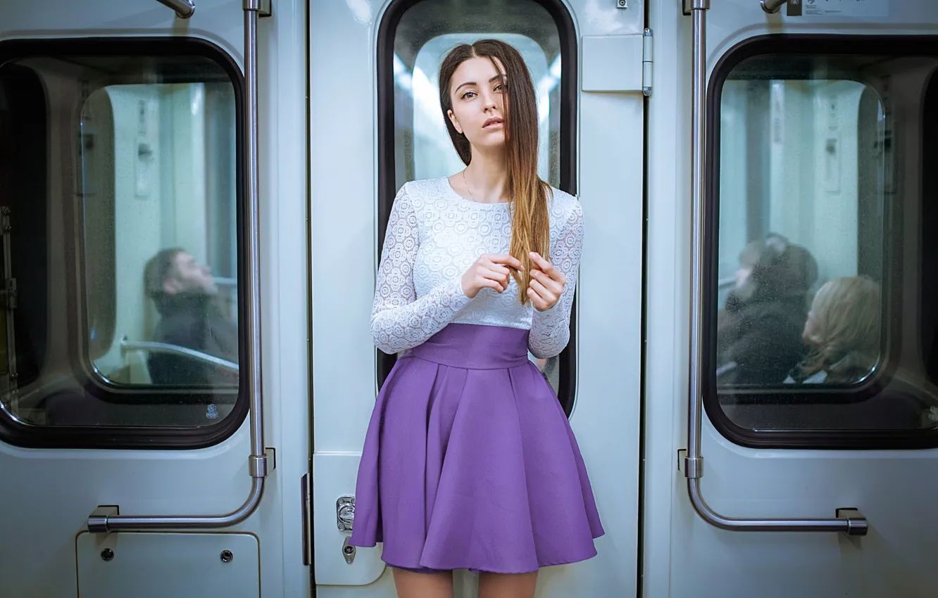 Wallpaper look, metro, model, skirt, portrait, makeup, cars, figure for ...