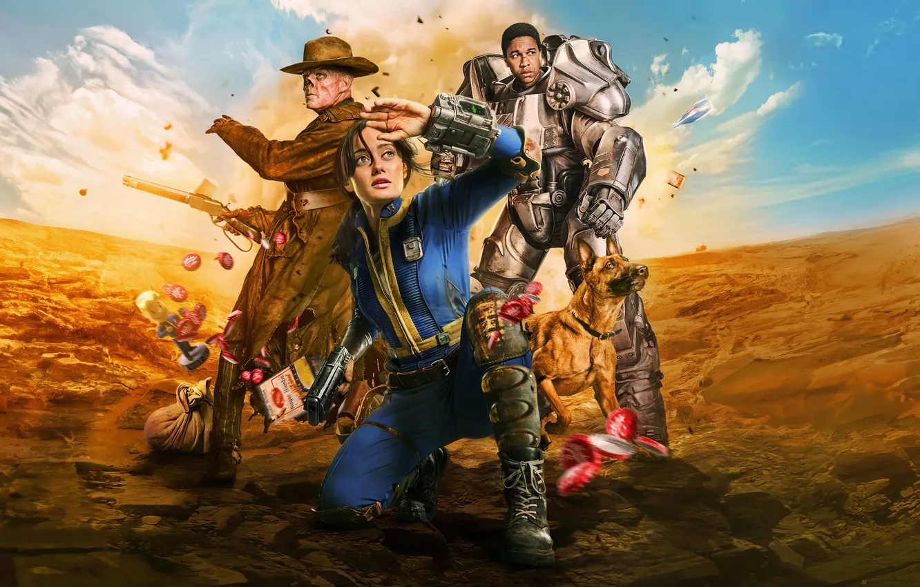 Wallpaper fiction, dog, art, the series, cowboy, Fallout, poster ...