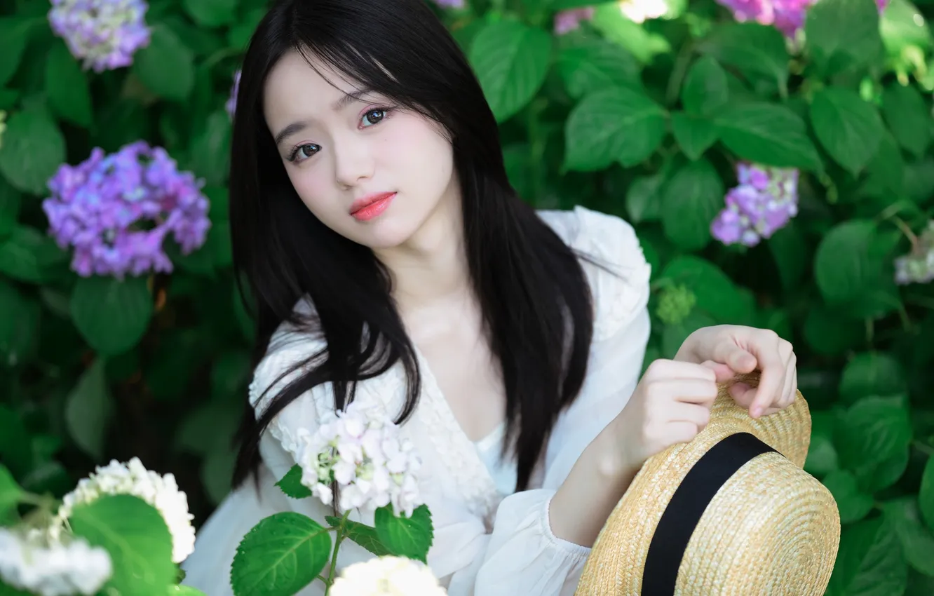 Wallpaper Beautiful, Asian, Model, Flowers, Smile, Woman, Hat, Cute for ...