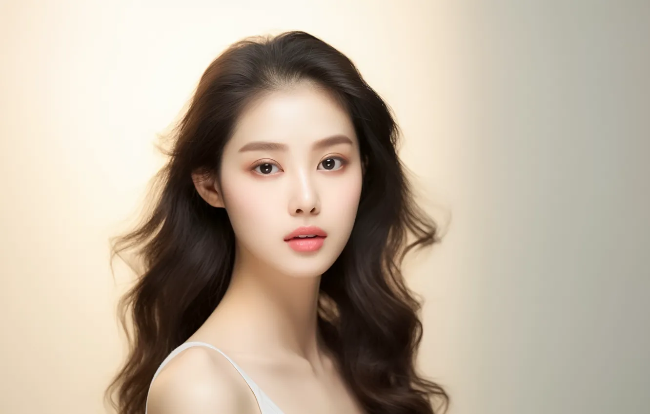 Wallpaper look, girl, pose, portrait, makeup, Asian, AI art, neural ...