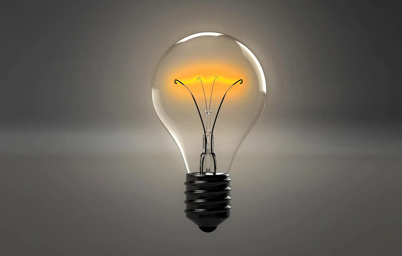 Wallpaper light, grey background, light bulb, the filament for mobile ...