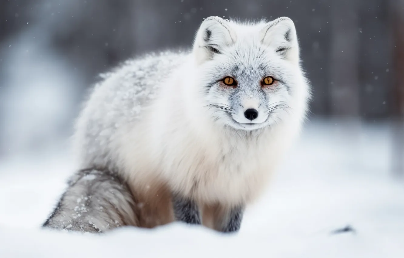 Wallpaper winter, look, snow, nature, the snow, face, sitting, Fox for ...