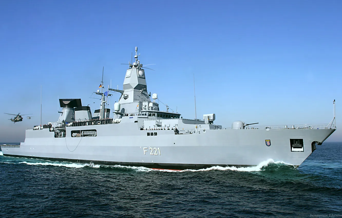 Wallpaper frigate, The German Navy, F 221, FGS Hessen for mobile and ...