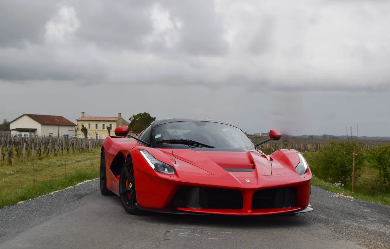 Wallpaper Ferrari, Red, Clouds, Road, LaFerrari for mobile and desktop ...