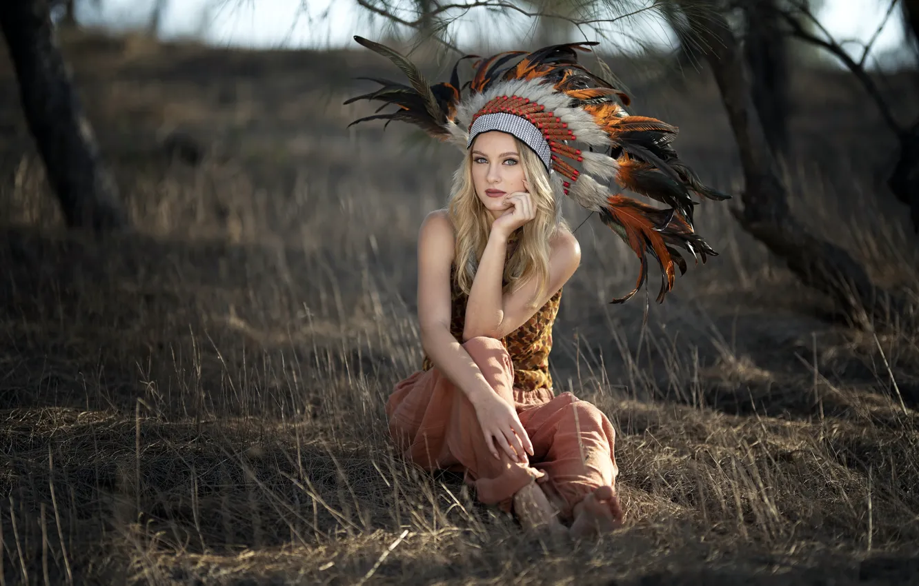 Wallpaper girl, feathers, Vicky for mobile and desktop, section девушки ...