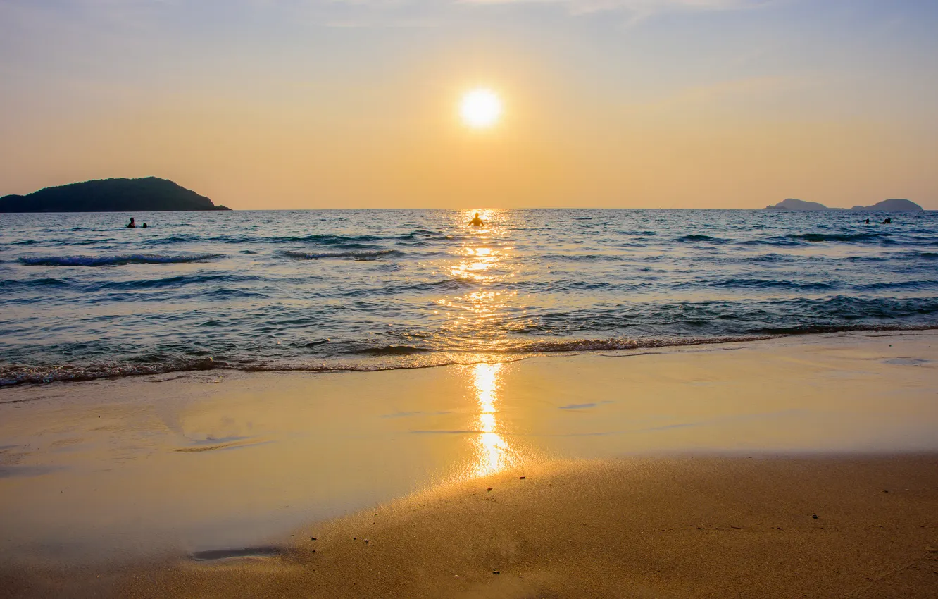 Wallpaper sand, sea, beach, summer, sunset, summer, beach, sea for mobile and desktop, section ...