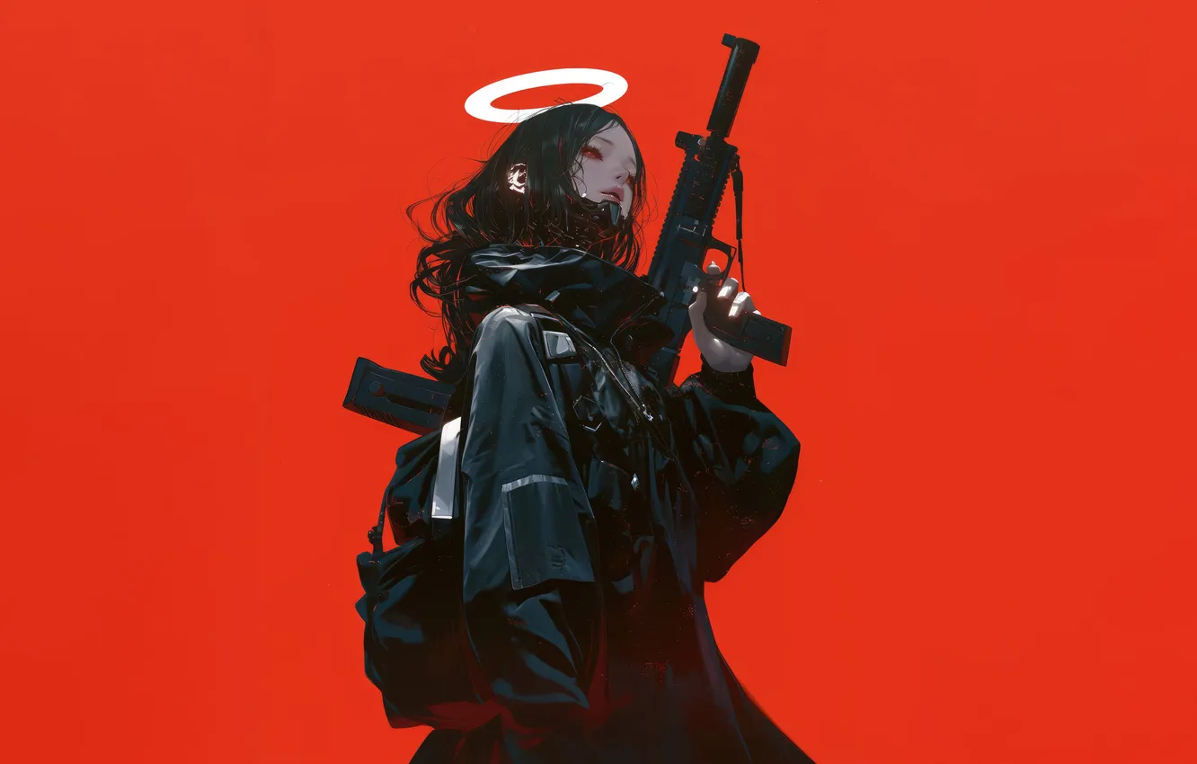 Wallpaper gun, Halo, anime girls, Angel Hott, AI Art, holding gun for ...