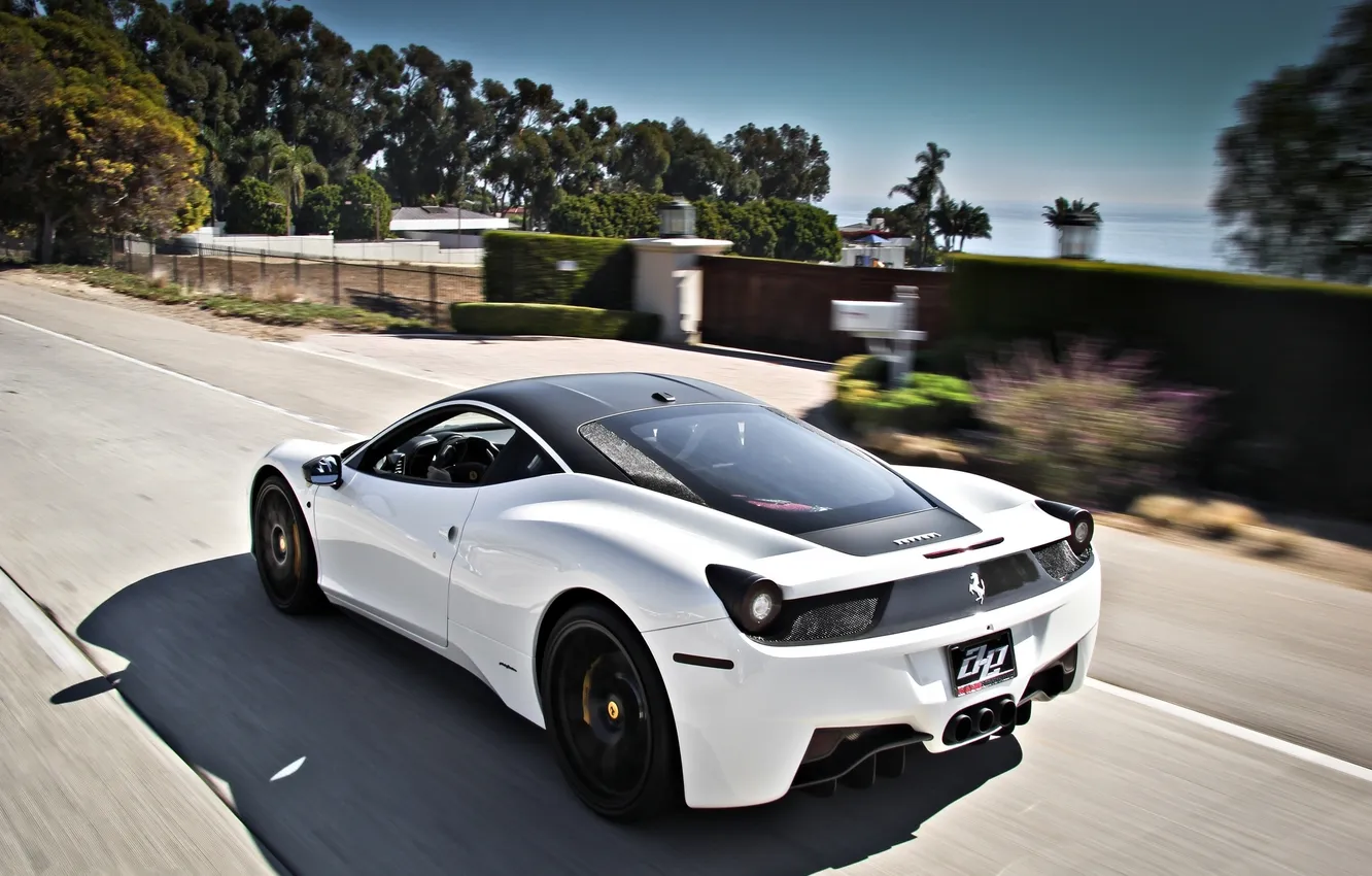 Wallpaper white, speed, shadow, white, ferrari, Ferrari, rear view ...