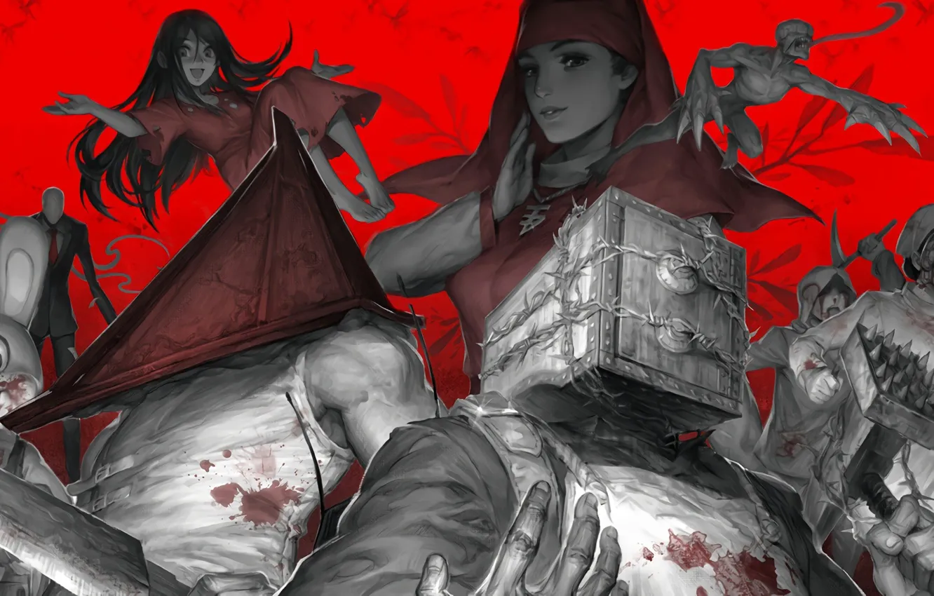 Wallpaper red, blood, club, Resident Evil, assasin, machete, monsters ...