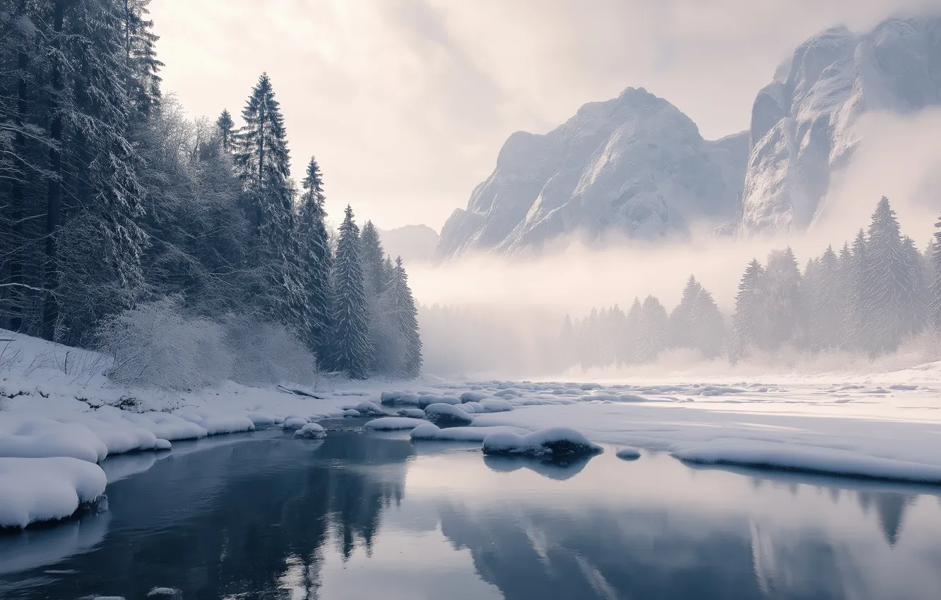 Wallpaper water, snow, cold, Nordic for mobile and desktop, section ...