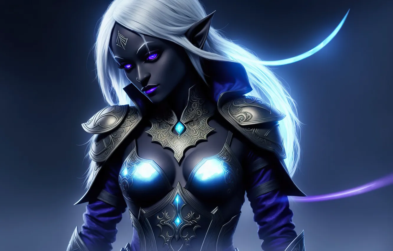 Wallpaper girl, art, mage, Dark Elf, Stable Diffusion, neuronet, drow elf, Ai art for mobile and ...