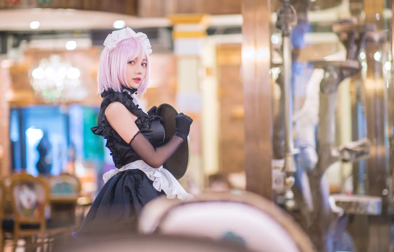 Wallpaper Asian, cutie, the maid, posing, cosplay, asian, pink hair ...