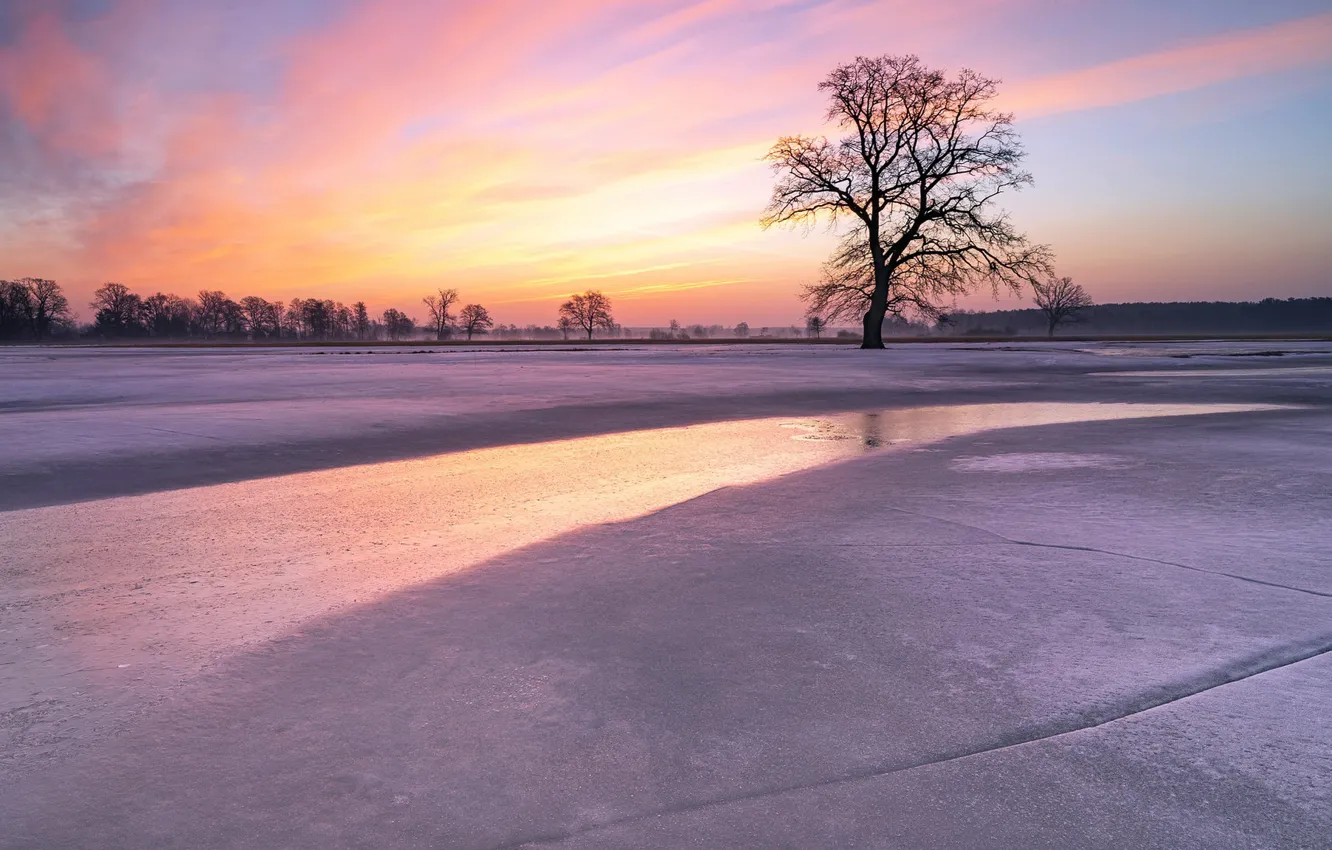 Wallpaper cold, sunset, ice for mobile and desktop, section природа ...