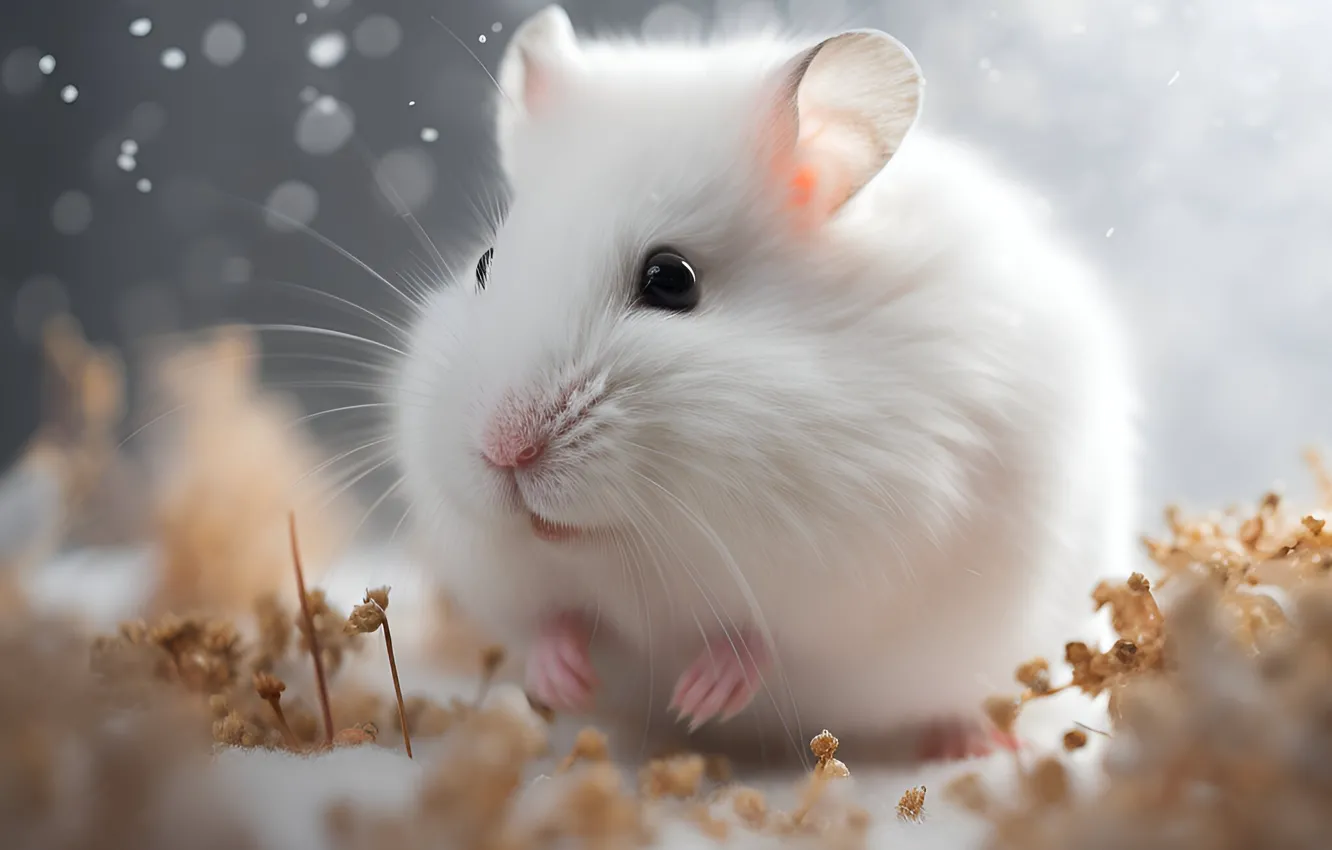 Wallpaper white, hamster, rodent, hamster, AI art, The Art of ...