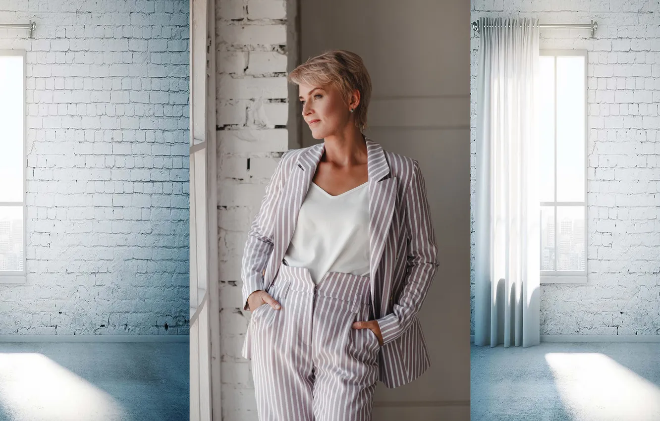 Wallpaper pose, collage, woman, model, figure, t-shirt, blonde, costume ...