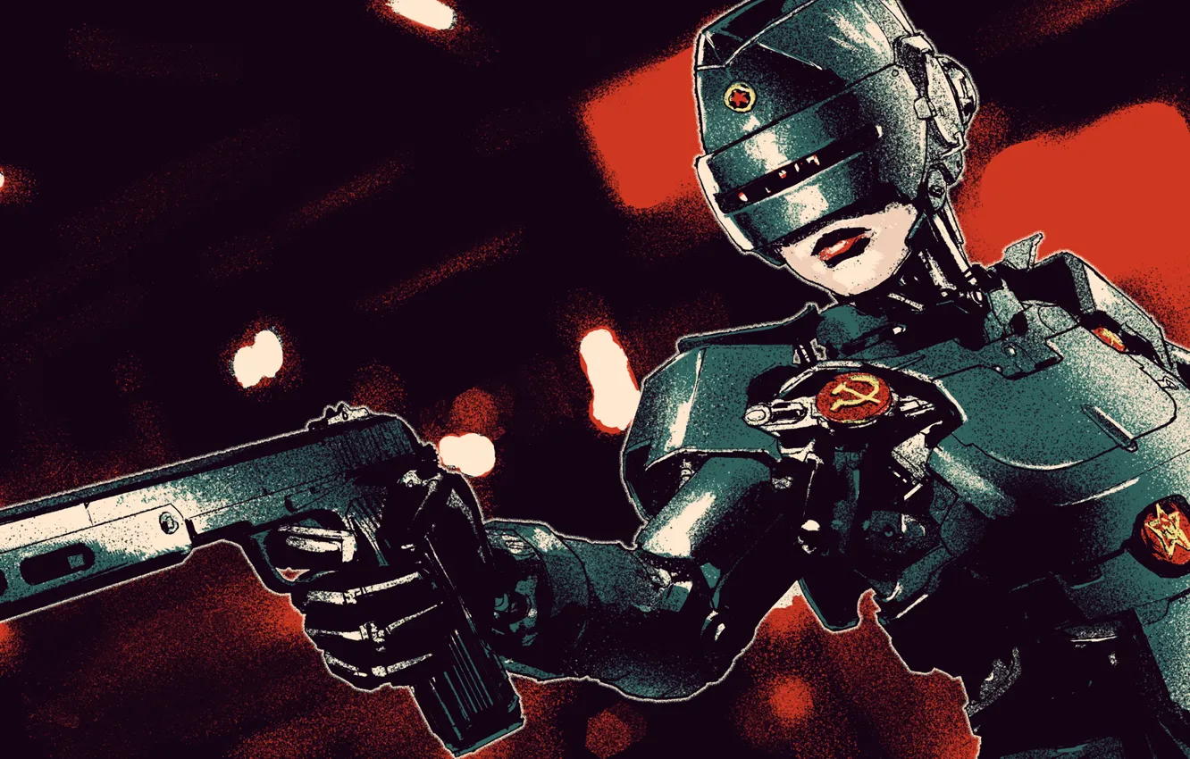 Wallpaper gun, helmet, USSR, fan art, robocop, Soviet Union, robot girl ...