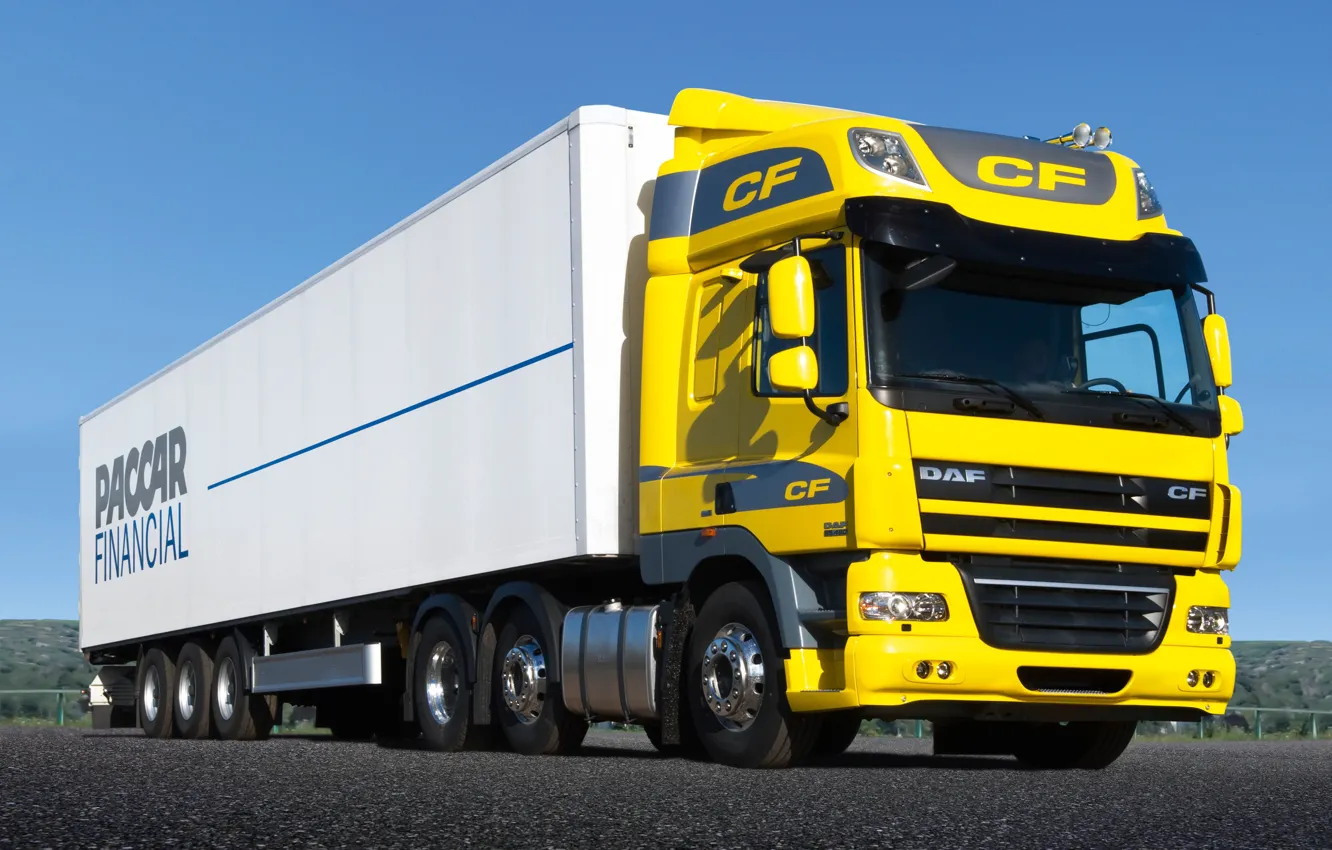 Wallpaper yellow, Parking, tractor, DAF, DAF, the trailer, Euro5, 6x2 ...